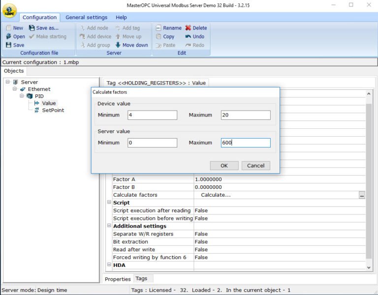 Modbus OPC server – Master OPC